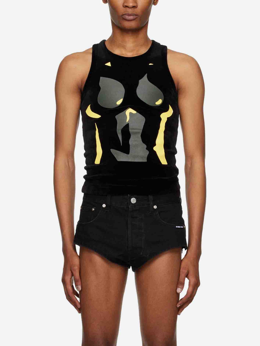 Peach Effect Tank Top - Black